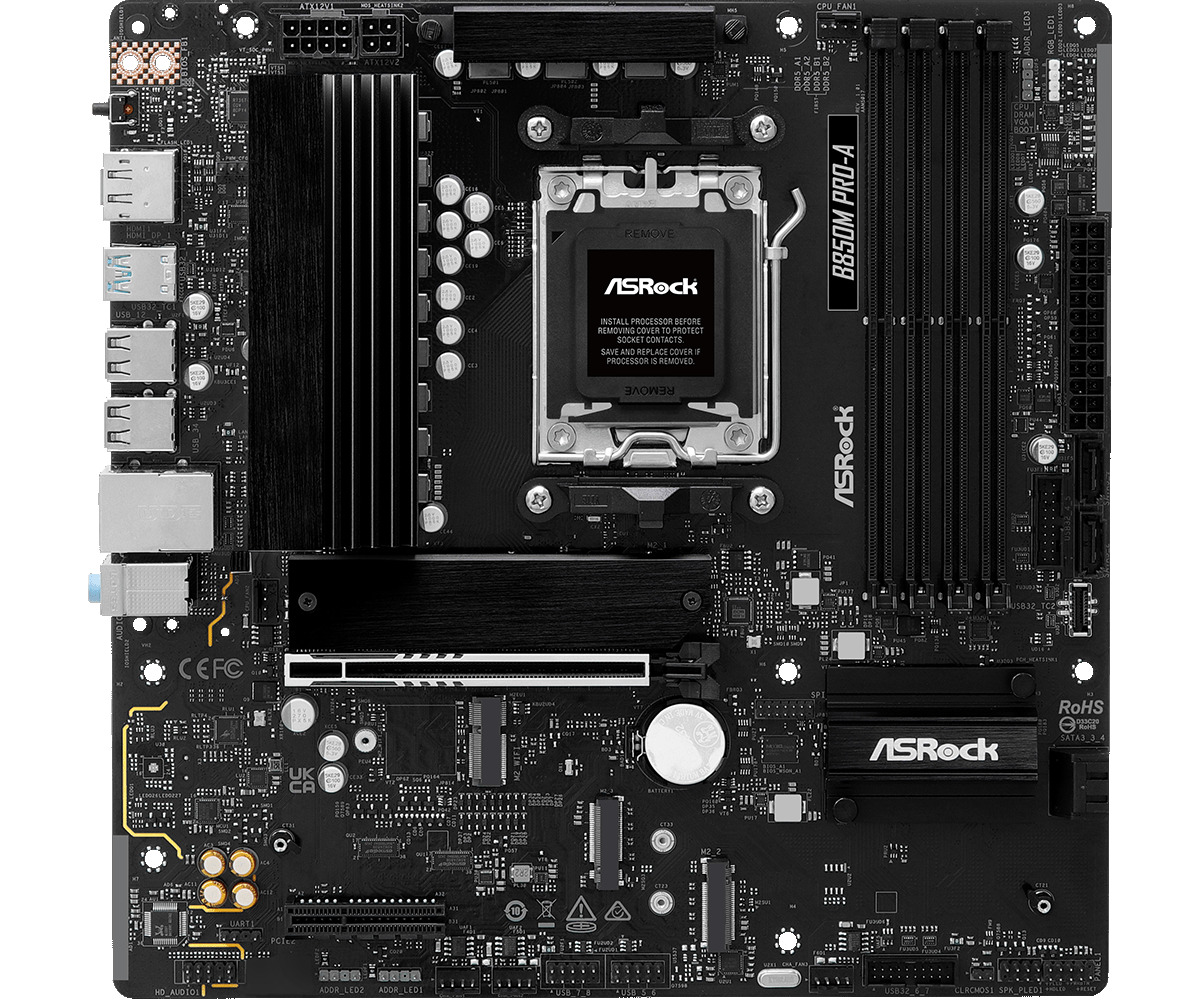 Материнская плата Asrock B850M PRO-A Socket AM5 AMD B850 4xDDR5 mATX AC`97 8ch(7.1) 2.5Gg RAID ...