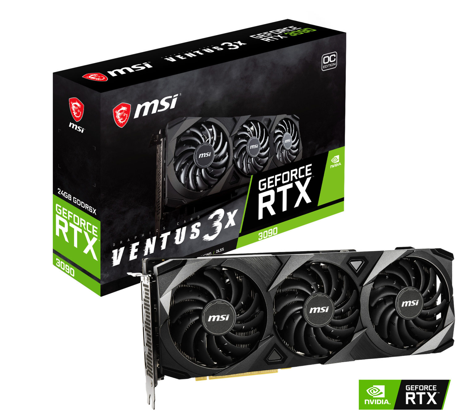 Видеокарта MSI GeForce RTX 3090 24 ΓБ Retail (GeForce RTX 3090 VENTUS ...